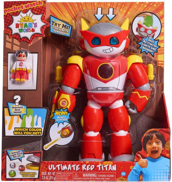 Ryans World Ultimate Red Titan Deluxe Figure Pocket Watch - ToyWiz