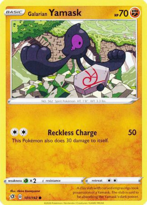 Pokemon Sword and Shield Rebel Clash Single Card Common Galarian Yamask ...