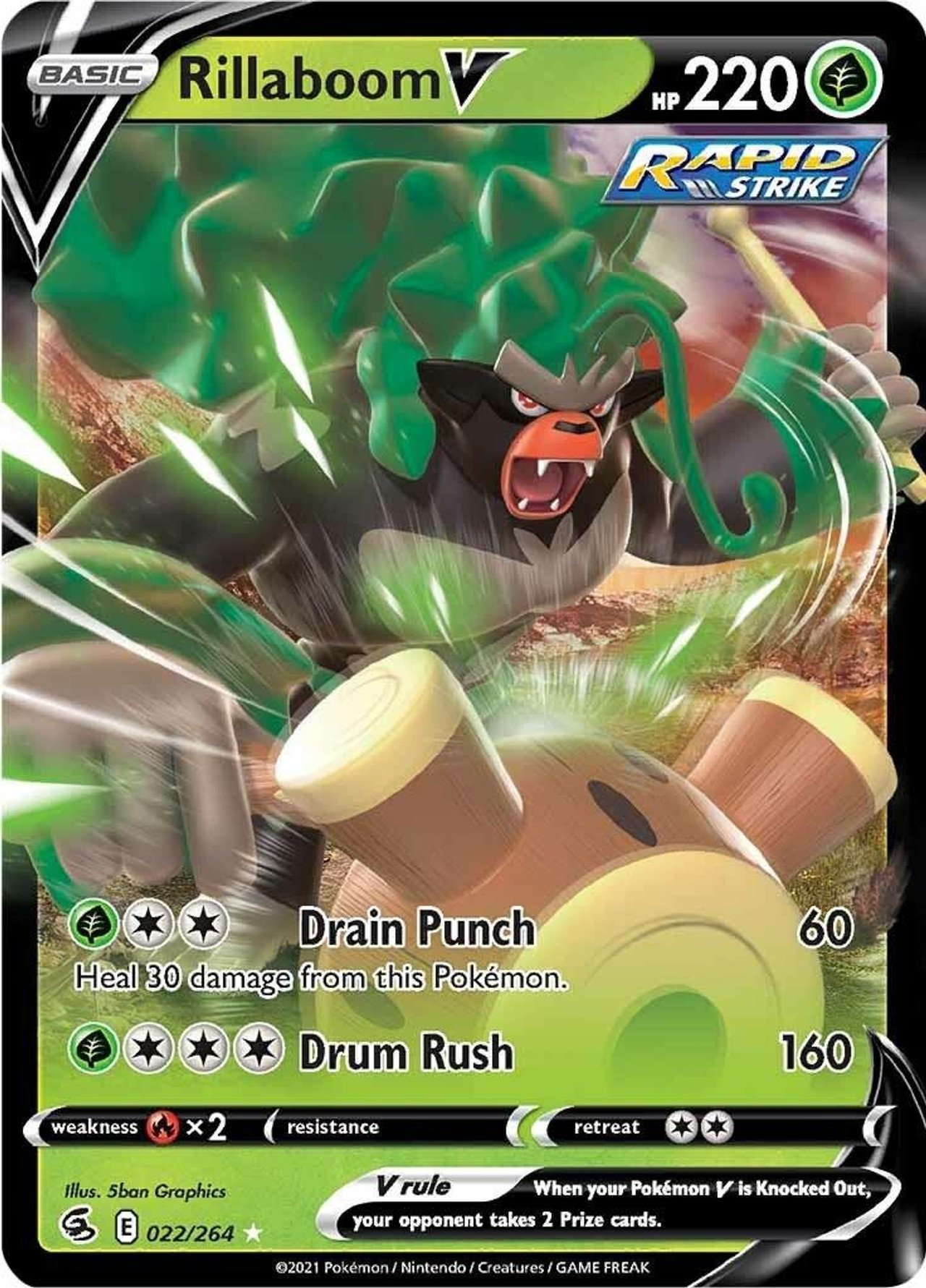 Pokemon Fusion Strike Single Card Ultra Rare Rillaboom V 22 Toywiz
