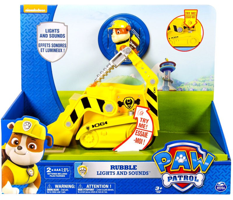 Paw Patrol Rubble Lights Sounds Construction Vehicle Spin Master - ToyWiz