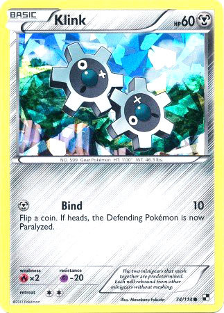 Pokemon Black White Promo Single Card Rare Shattered Holo Klink 74 - ToyWiz