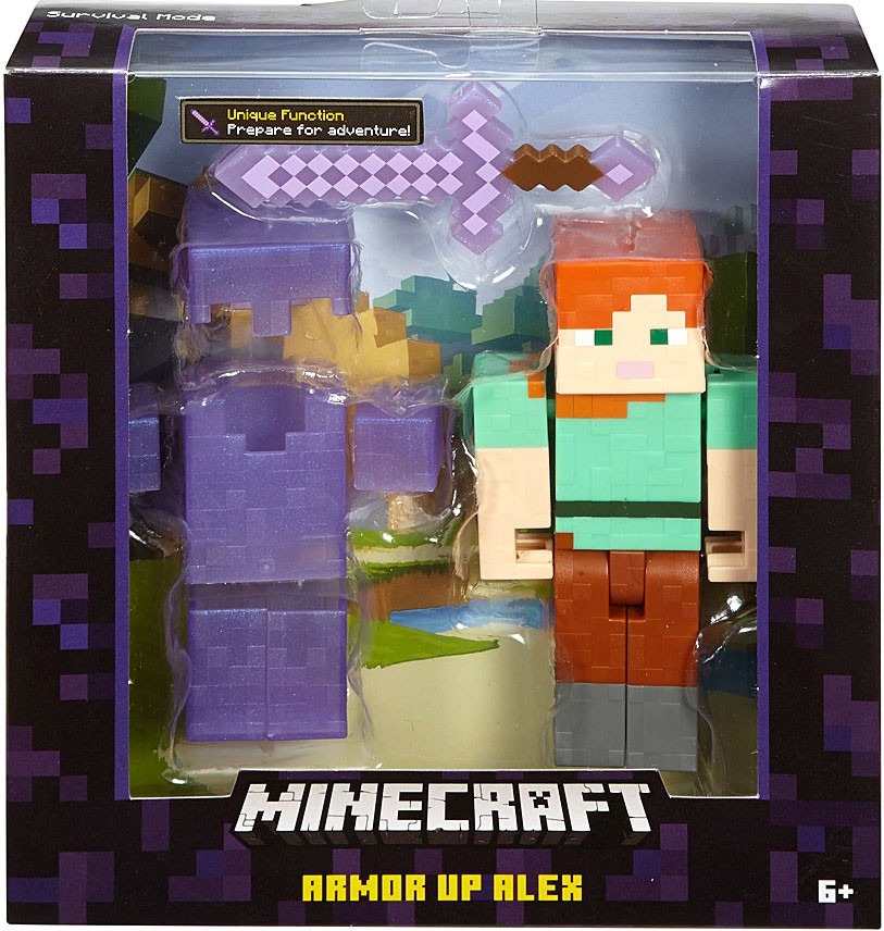 Minecraft Survival Mode Armor Up Alex 5 Action Figure Mattel Toys - ToyWiz