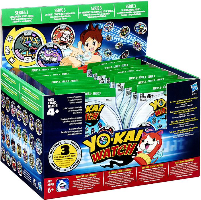 Yo-Kai Watch Series 3 YOKAI MEDALS Mystery Box 24 Packs Hasbro Toys ...