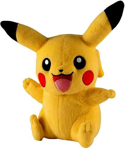 Pokemon Pikachu 7 Plush Sitting Open Mouth, Waving, Other Arm Up Tomy ...