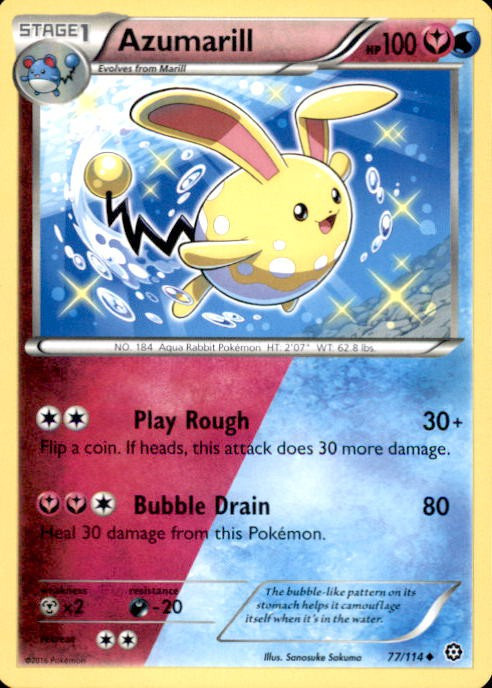 Pokemon X Y Steam Siege Single Card Uncommon Azumarill 77 - ToyWiz