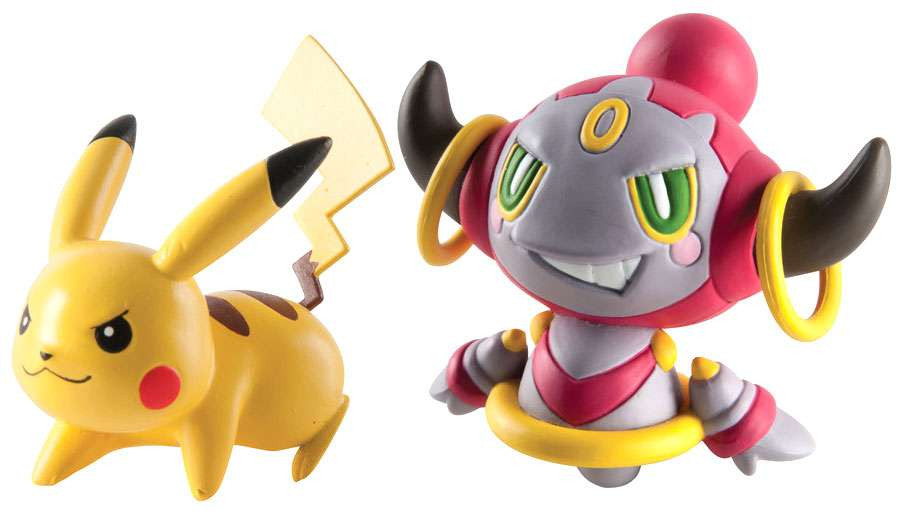 Pokemon Action Pose Pikachu Hoopa Confined 2 Mini Figure 2-Pack Tomy ...