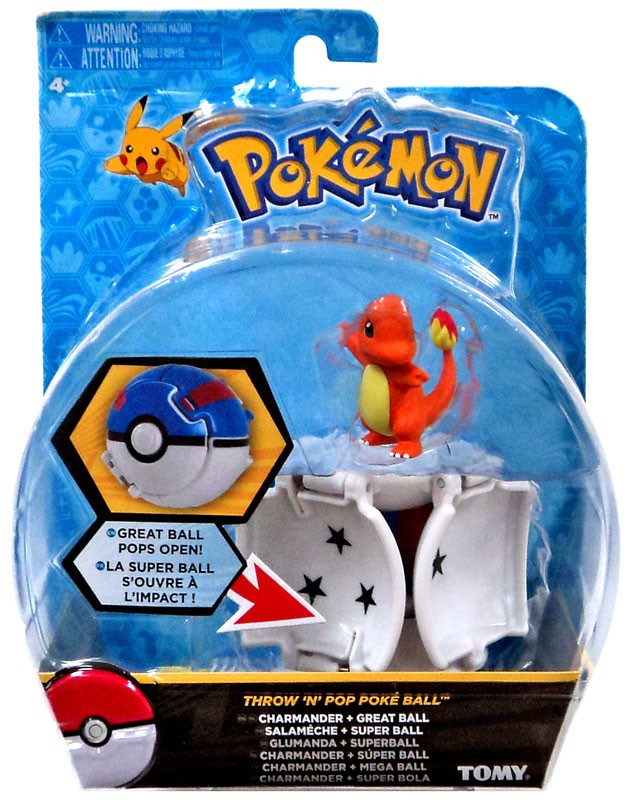 Pokemon Throw n Pop Pokeball Charmander Great Ball Figure Set Tomy - ToyWiz