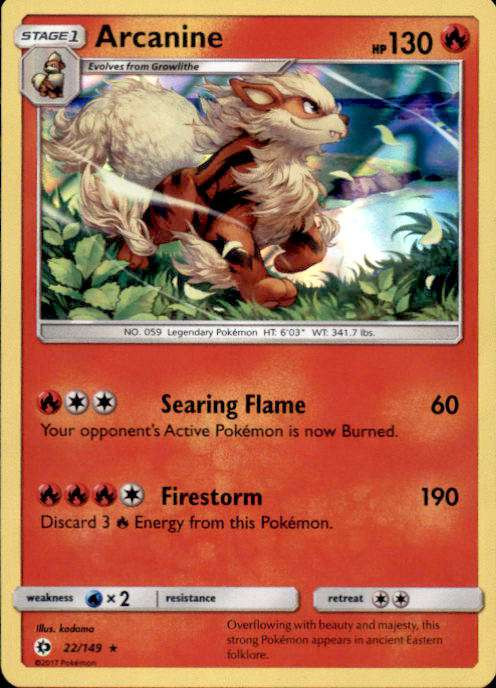 Pokemon Sun Moon Sun Moon Base Set Single Card Rare Holo Arcanine 22 ...