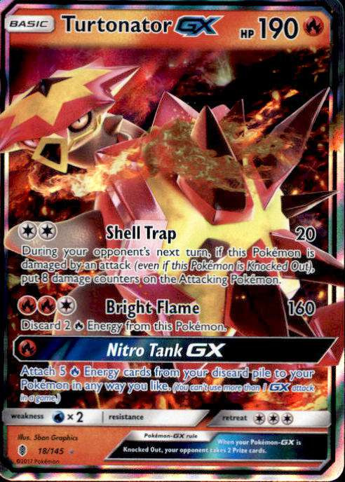Pokemon Sun Moon Guardians Rising Single Card Ultra Rare Turtonator GX ...