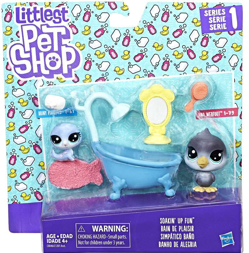 Littlest Pet Shop Series 1 Bath Time Fun Mini Figure 2-Pack Hasbro Toys ...