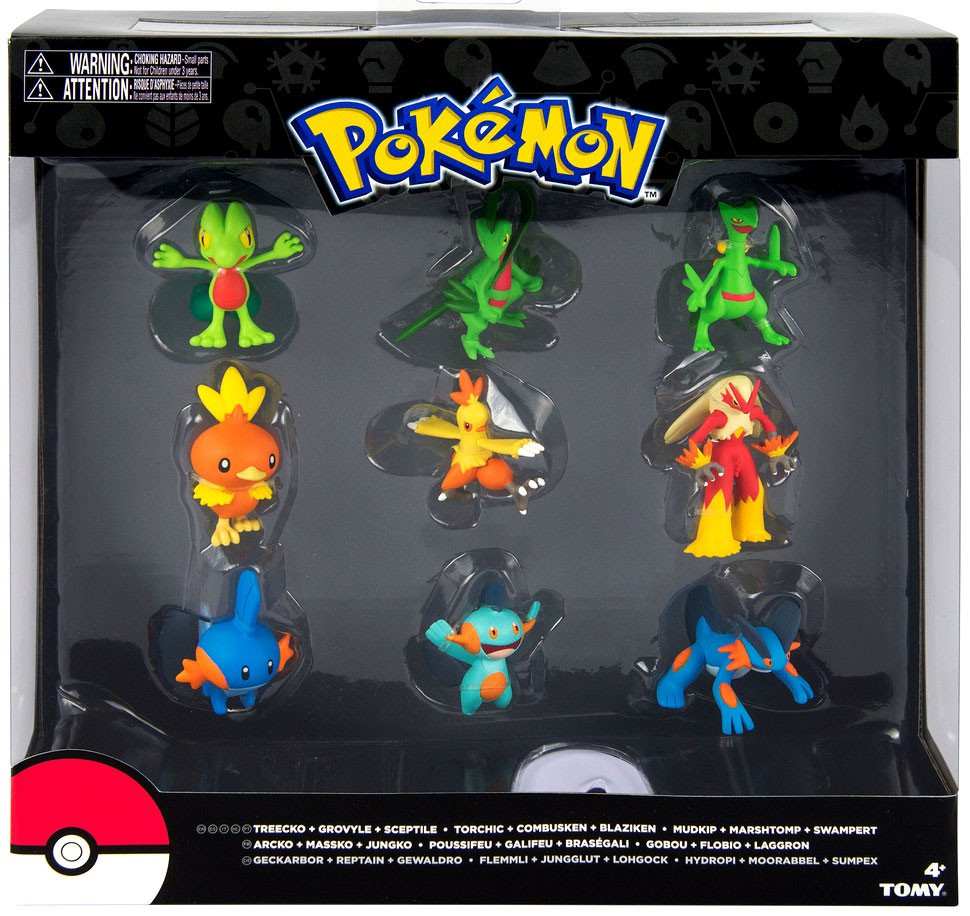 Pokemon Evolution Treecko, Torchic Mudkip Figure 9-Pack Tomy - ToyWiz