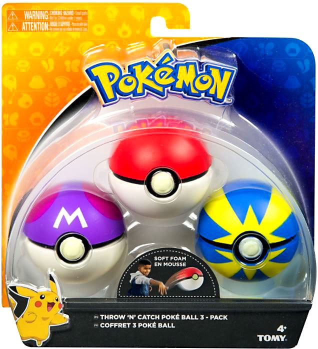 Pokemon Throw n Catch Master, Poke Quick Poke Ball 3-Pack Tomy - ToyWiz