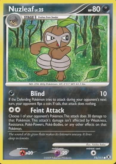 Pokemon Platinum Rising Rivals Single Card Common Nuzleaf 75 - ToyWiz