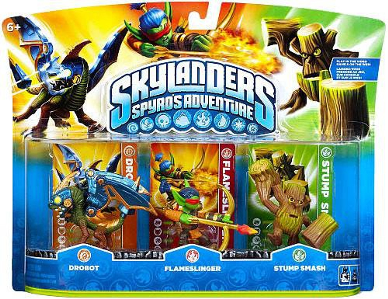 Skylanders Spyros Adventure Drobot, Flameslinger Stump Smash Figure 3 ...