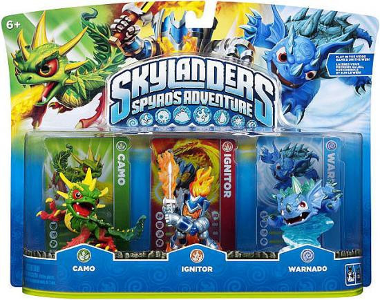 Skylanders Spyros Adventure Camo, Ignitor Warnado Figure 3-Pack ...