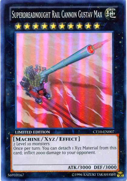 YuGiOh Holiday Tin Promo Single Card Super Rare Superdreadnought Rail Cannon Gustav Max CT10 ...