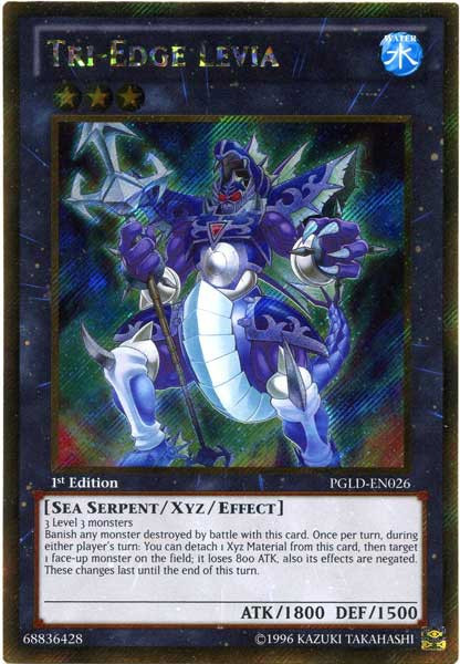 YuGiOh Premium Gold Single Card Gold Secret Rare Tri-Edge Levia PGLD ...