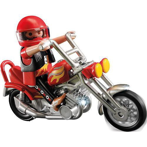 Playmobil Transport Chopper Motorcycle with Rider Set 5113 - ToyWiz