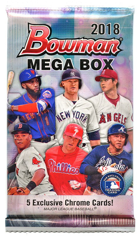 MLB Topps 2018 Bowman Baseball MEGA BOX Chrome Trading Card Pack 5 ...