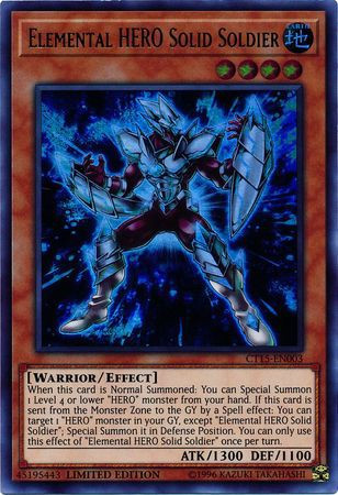 YuGiOh 2018 Mega-Tin Mega Pack Single Card Ultra Rare Elemental HERO Solid Soldier CT15-EN003 ...