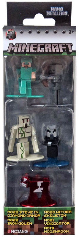 Minecraft Nano Metalfigs Steve in Diamond Armor, Iron Golem, Wither ...