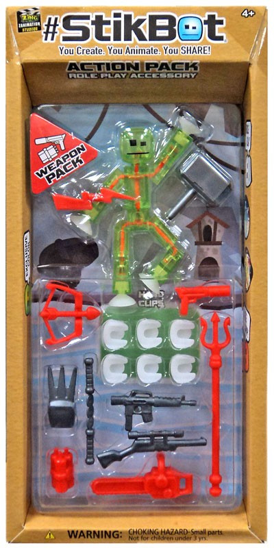 Stikbot Action Pack Weapon Pack Role Play Accessory Set Green Zing - ToyWiz