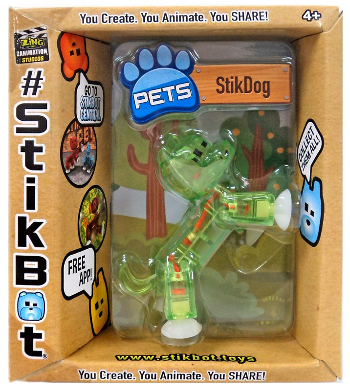 Stikbot Pets Series 1 StikDog Figure Green Zing - ToyWiz