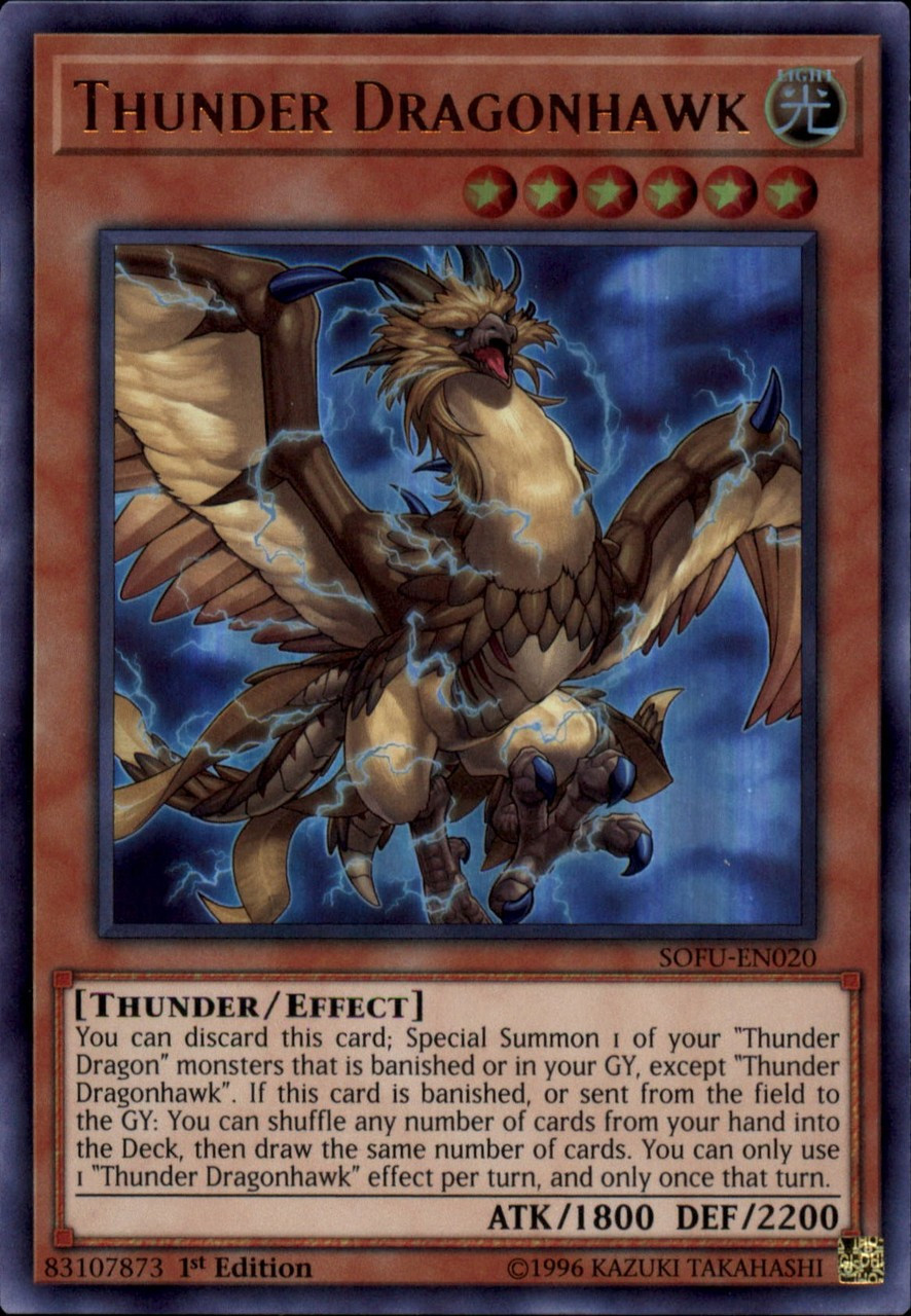 YuGiOh Soul Fusion Single Card Ultra Rare Thunder Dragonhawk SOFU-EN020 ...