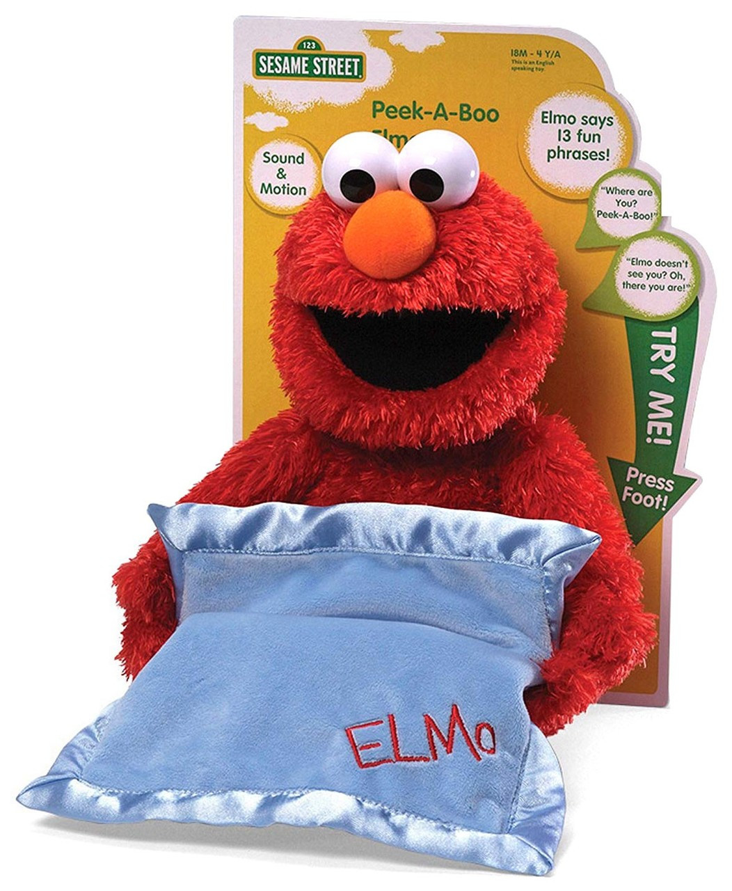 Sesame Street Peek-a-Boo Elmo 15 Plush with Sound Gund - ToyWiz