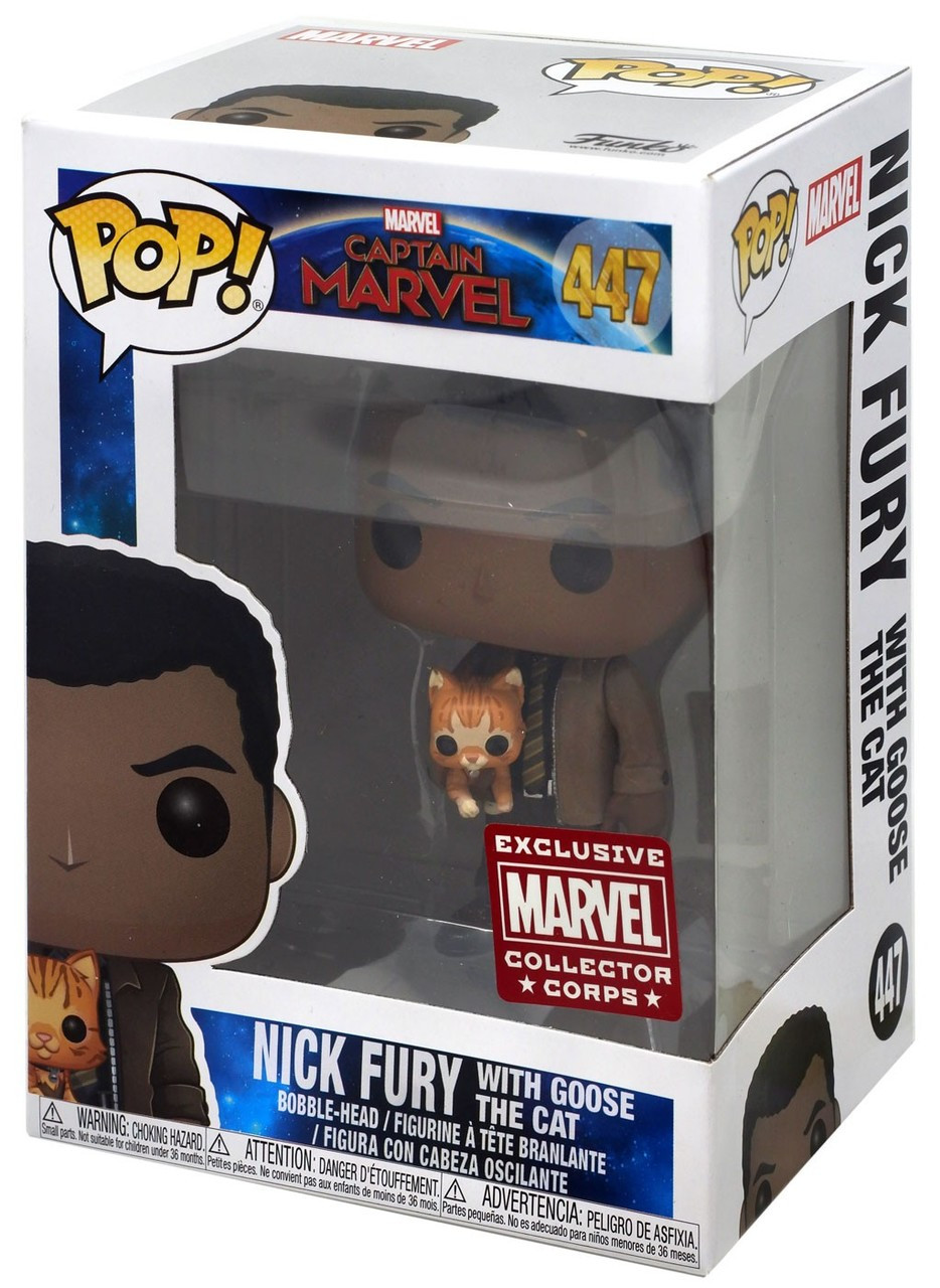 Funko Captain Marvel POP Marvel Nick Fury with Goose the Cat Exclusive ...