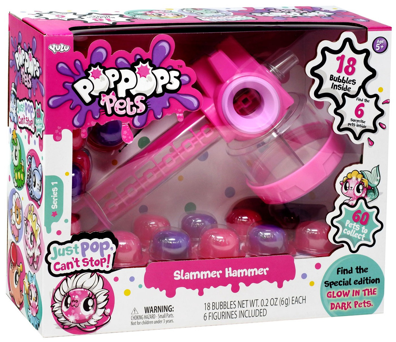 Pop Pops Pets Series 1 Slammer Hammer Playset Pink Yulu - ToyWiz