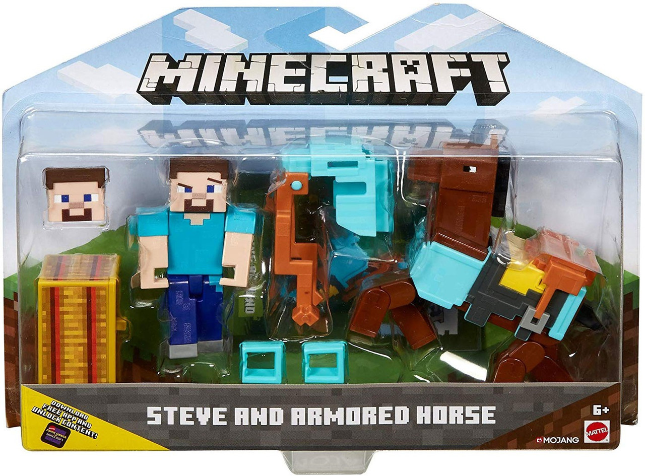 Minecraft Comic Maker Steve Armored Horse 3.25 Action Figure 2-Pack ...