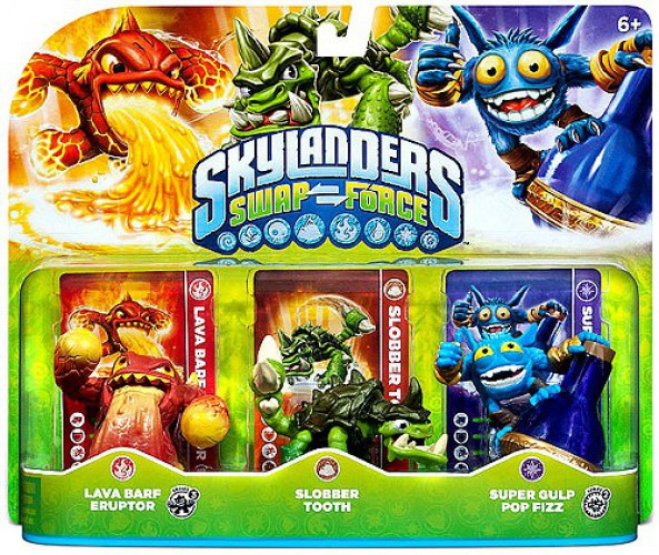 Skylanders Swap Force Lava Barf Eruptor, Slobber Tooth Super Gulp Pop ...