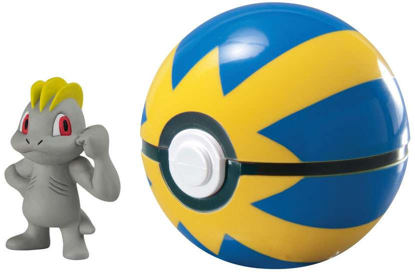 Pokemon Clip n Carry Pokeball Machop Quick Ball Figure Set Tomy - ToyWiz