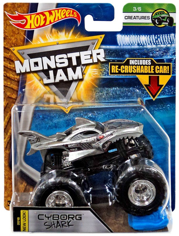 Hot Wheels Monster Jam 25 Cyborg Shark 164 Die-Cast Car 36 Creatures ...