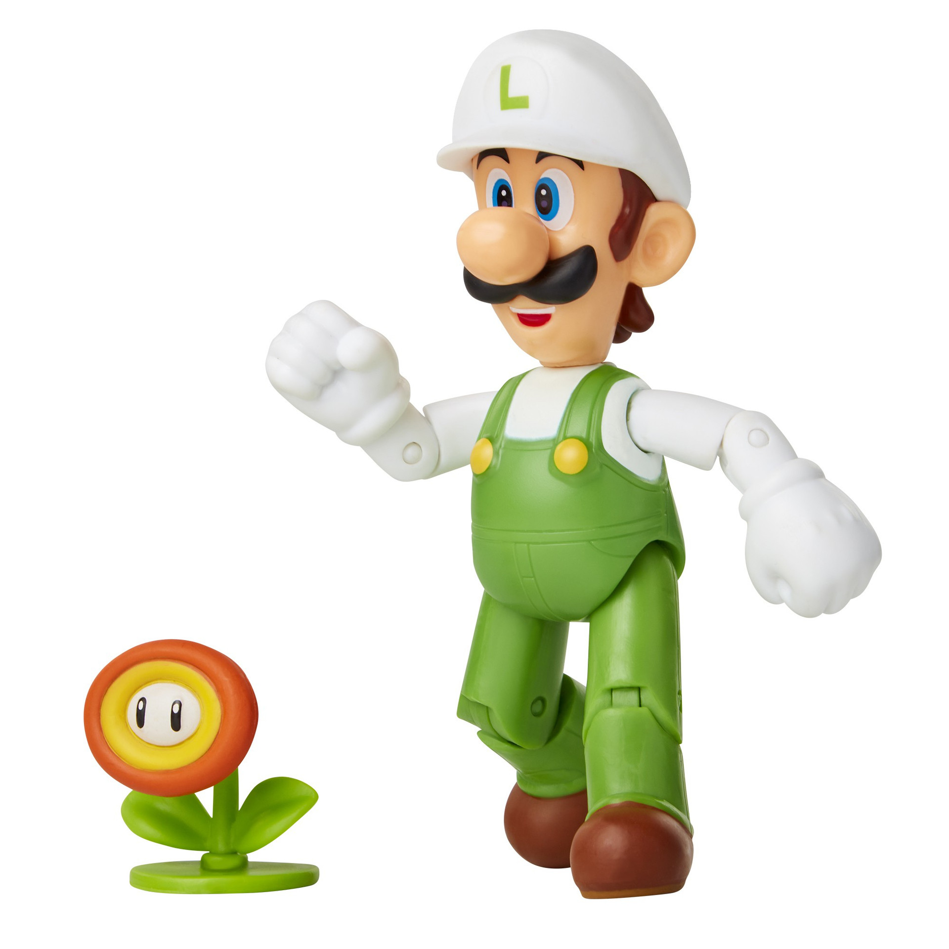 World of Nintendo Super Mario Fire Luigi Action Figure with Fire Flower ...