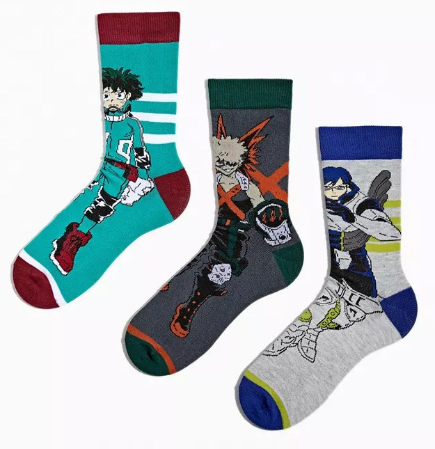 My Hero Academia My Hero Academia Crew Socks 3-Pack Bioworld LD - ToyWiz