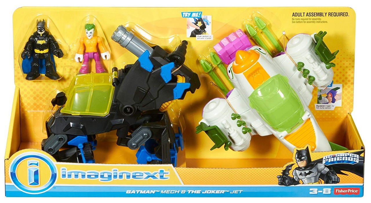 Fisher Price DC Super Friends Imaginext Batman Mech Joker Jet Figure ...