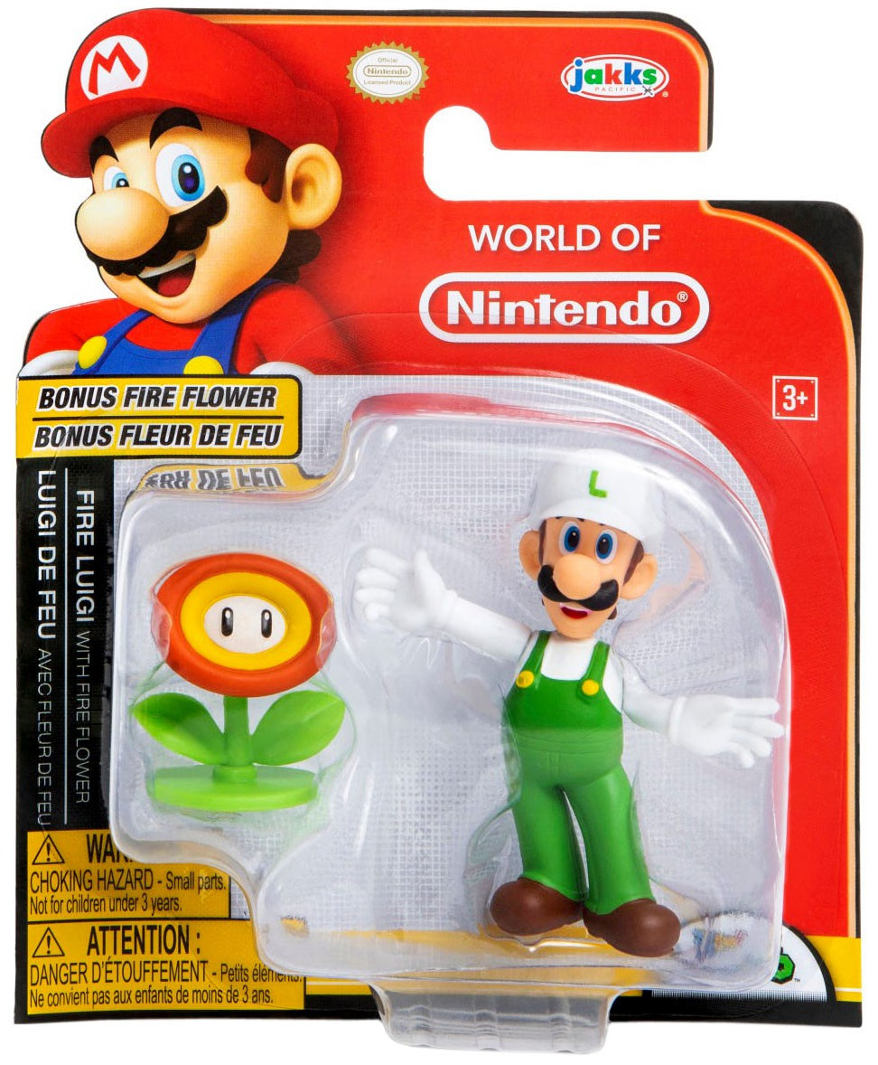 World of Nintendo Super Mario Fire Luigi Action Figure with Flower ...