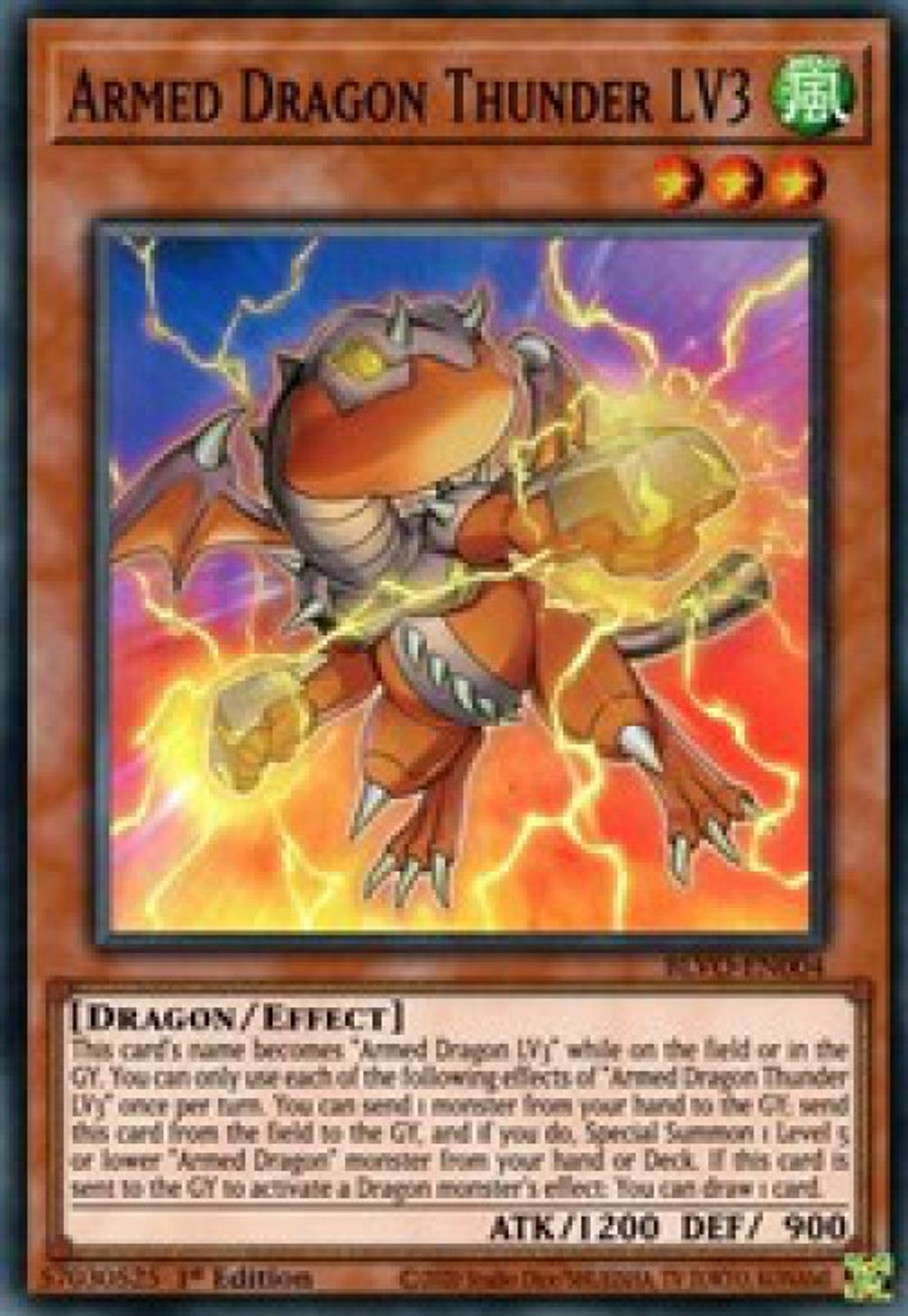 YuGiOh Blazing Vortex Single Card Super Rare Armed Dragon Thunder LV3 BLVO-EN004 - ToyWiz