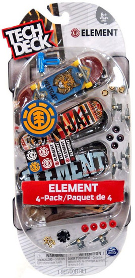 Tech Deck Element 96mm Mini Skateboard 4-Pack Spin Master - ToyWiz