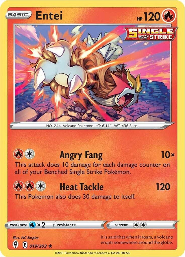 Pokemon Sword Shield Evolving Skies Single Card Rare Holo Entei 19 - ToyWiz
