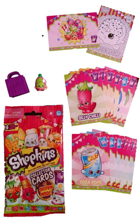 Shopkins Shopkins Trading Cards Pack Minifigure with Shopping Bag ...