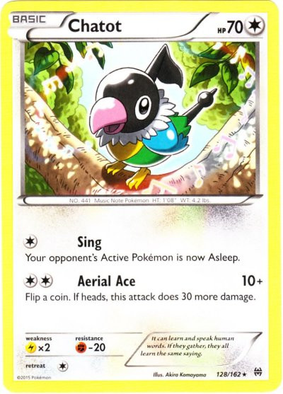 Pokemon Trading Card Game XY BREAKthrough Single Card Rare Chatot 128 ...