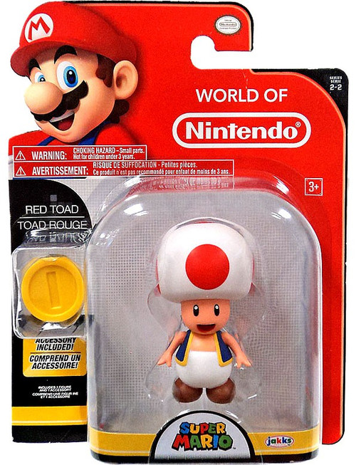 World of Nintendo Super Mario Red Toad 4 Action Figure Jakks Pacific ...