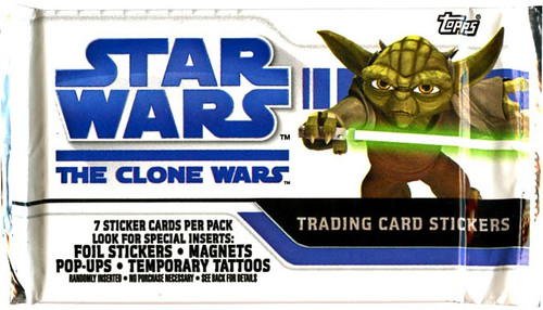 Star Wars Clone Wars Animated Series Trading Card Pack 7 Sticker Cards ...
