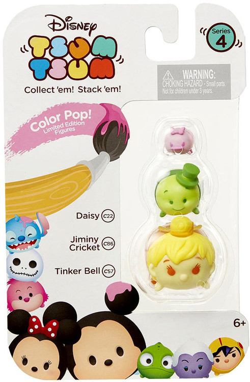 Disney Tsum Tsum Series 4 Color Pop Daisy, Jiminy Cricket Tinker Bell 1 ...