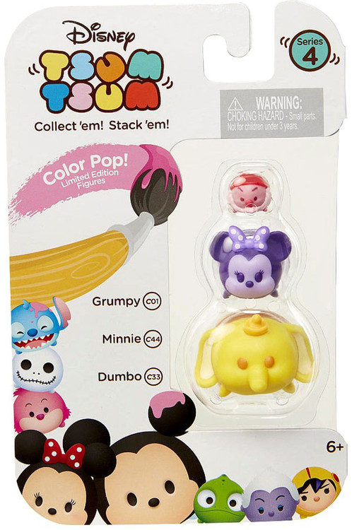 Disney Tsum Tsum Series 4 Color Pop Grumpy, Minnie Dumbo 1 Minifigure 3 ...