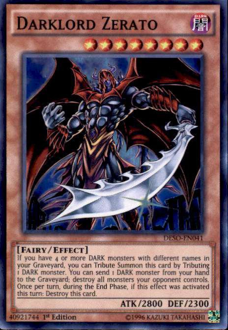 YuGiOh Destiny Soldiers Single Card Super Rare Darklord Zerato DESO ...