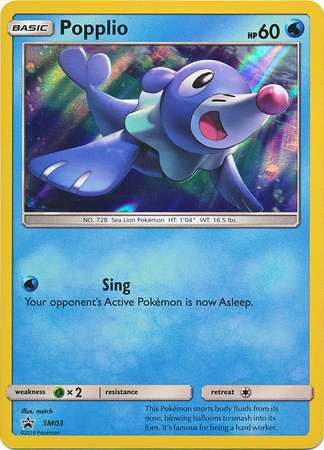 Pokemon Sun Moon Promo Single Card Rare Holo Popplio SM03 - ToyWiz